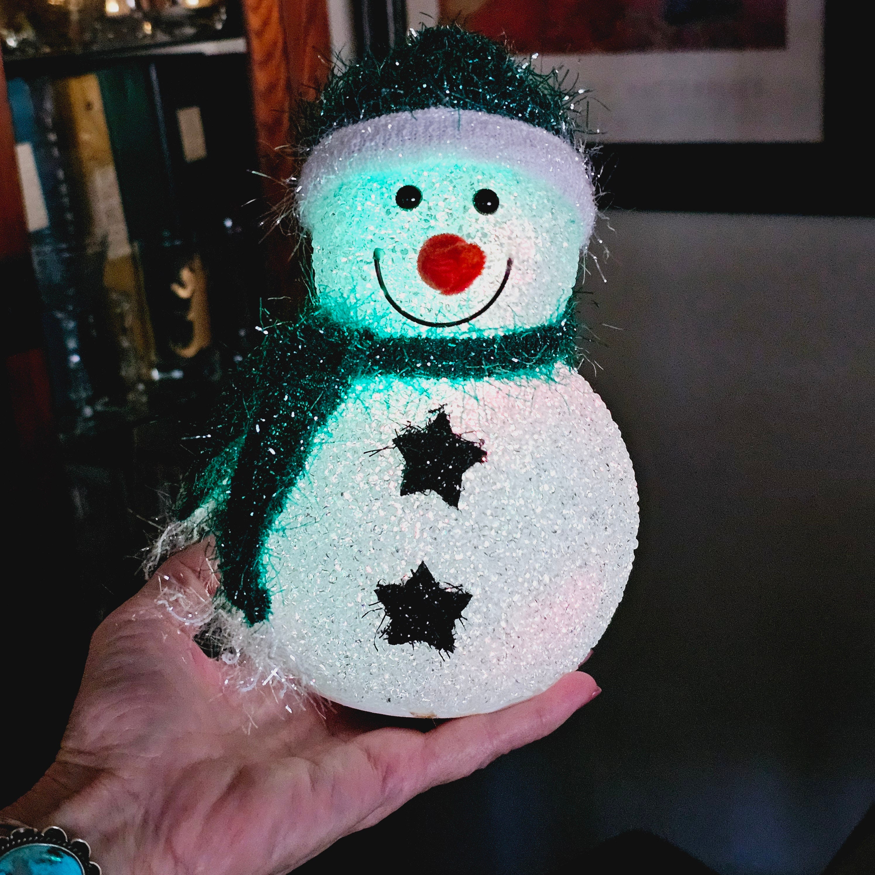 3-D Melted Plastic Popcorn Color Changing Snowman Christmas Decoration ...