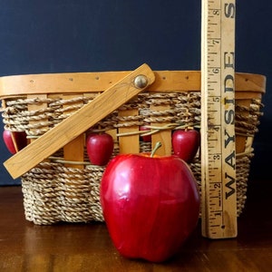 Vintage Slat Wood and Woven Gathering Basket Apple Fall Harvest Decor ...