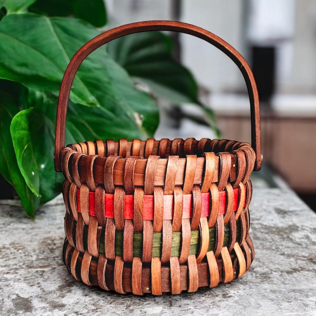 Vintage Wood Splits Basket With Swing Handle Fall Foliage Colors Orange ...