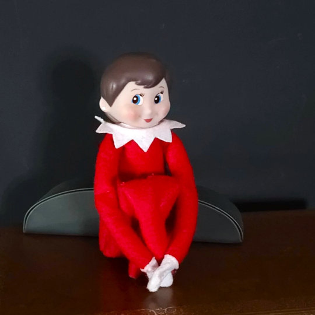 Vintage Blue Eyes Boy Elf Shelf Sitter Bended Knees Posable Christmas ...
