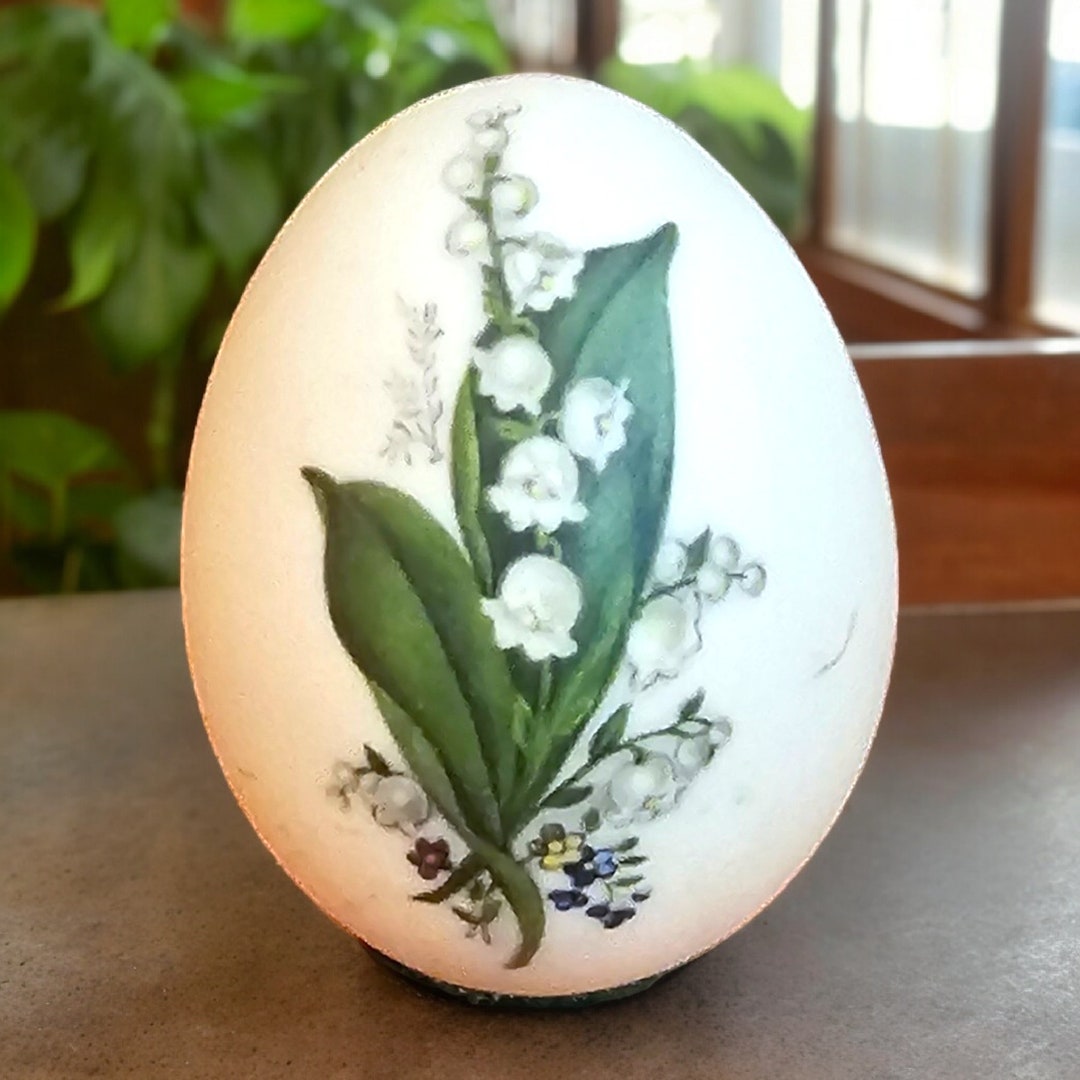 Vintage Alabaster Egg With Lily of the Valley Handmade and Painted - Etsy