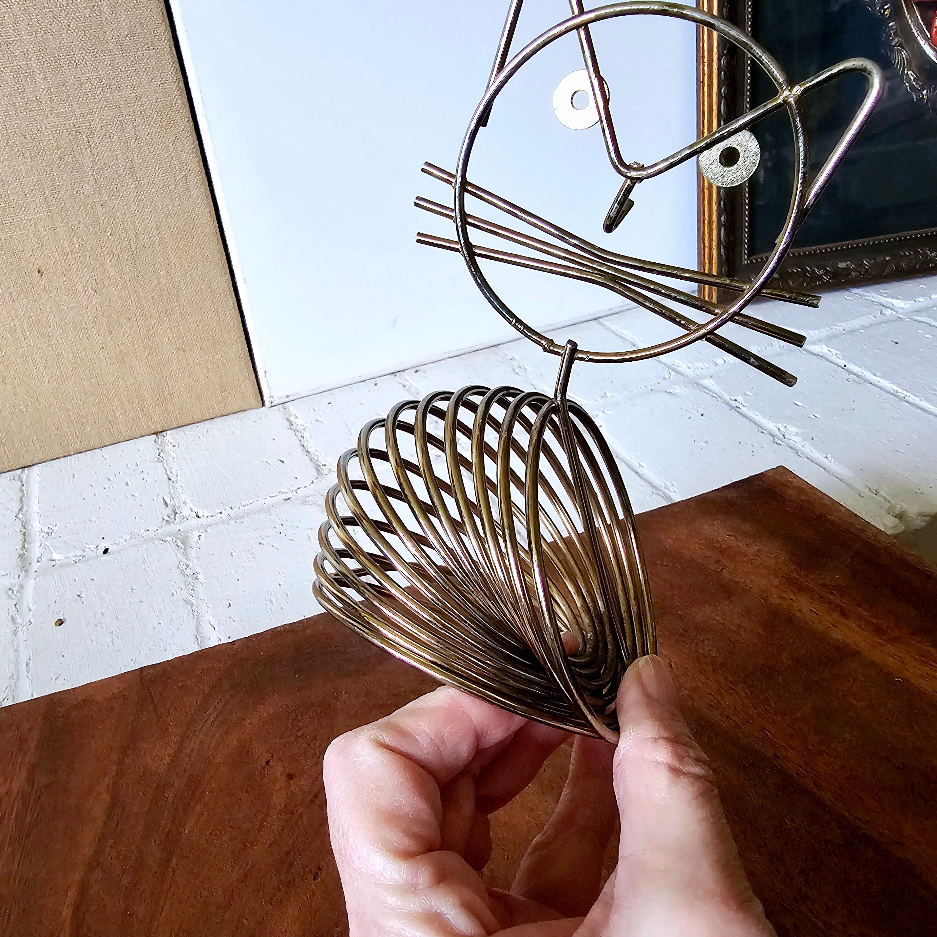 1950s Coiled Wire Cat Letter Holder Brass Gold Metal MCM Home Office ...