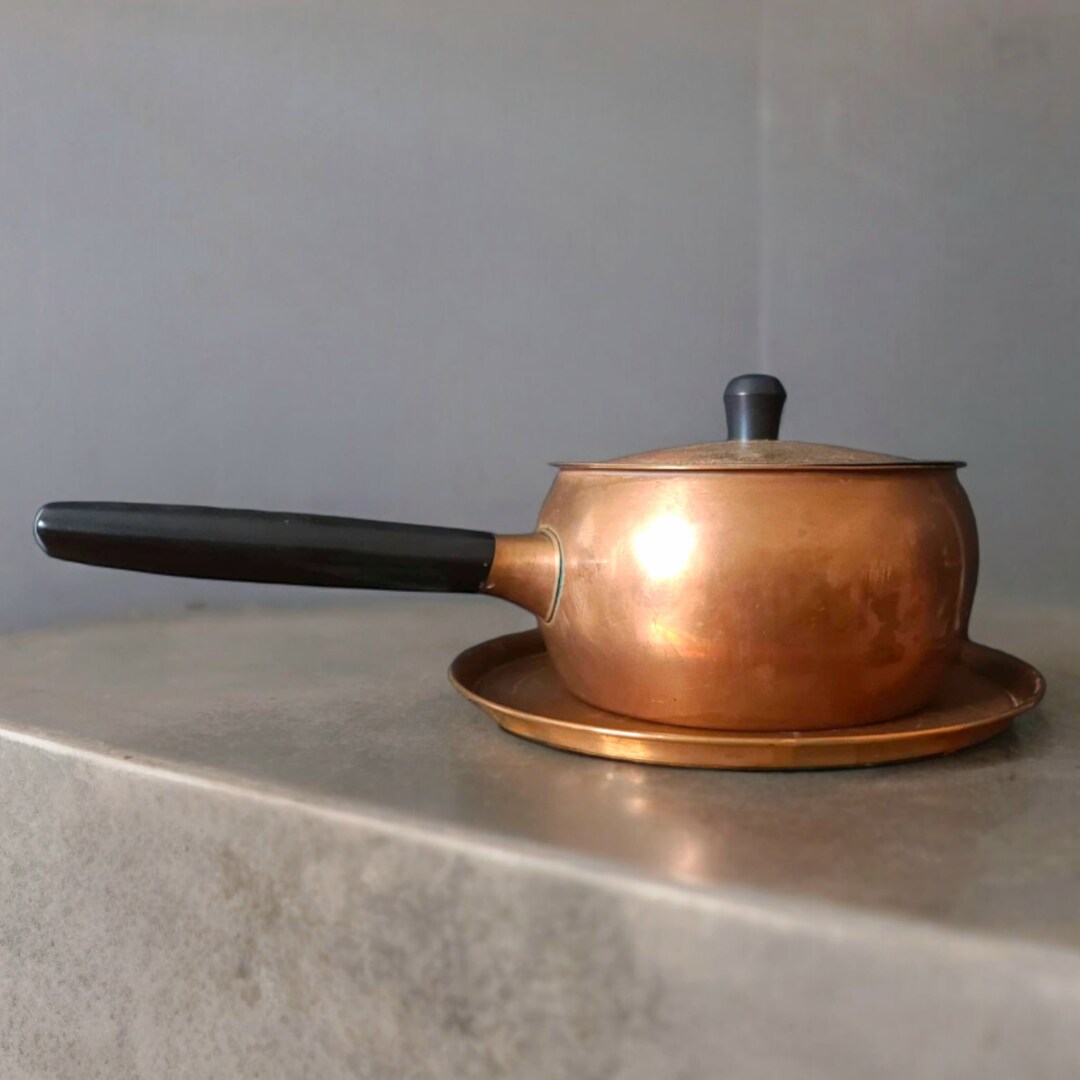 Mid Century SIGG Switzerland Copper Pot, Lid, and Platter 3-piece Set ...