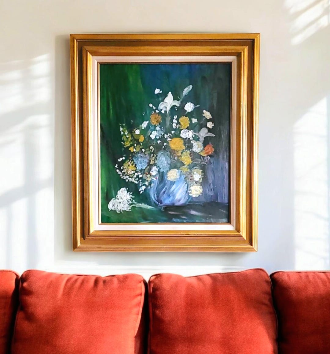 1960s Signed Original Floral Still Life Impasto Oil Painting by Colleen ...