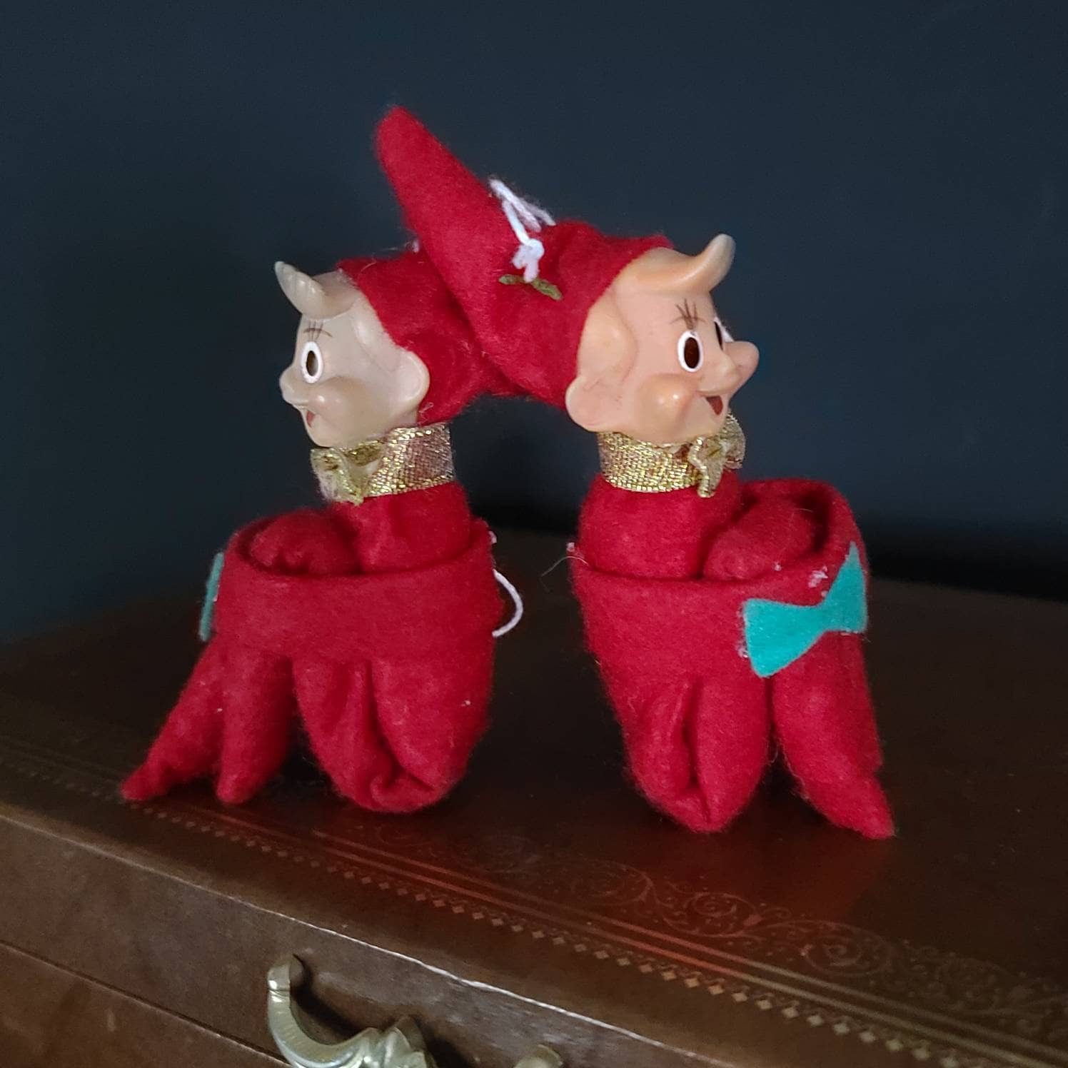 TWO 1950's Small Vintage Goofy Elf Shelf Sitter Bended Knees Ornaments ...