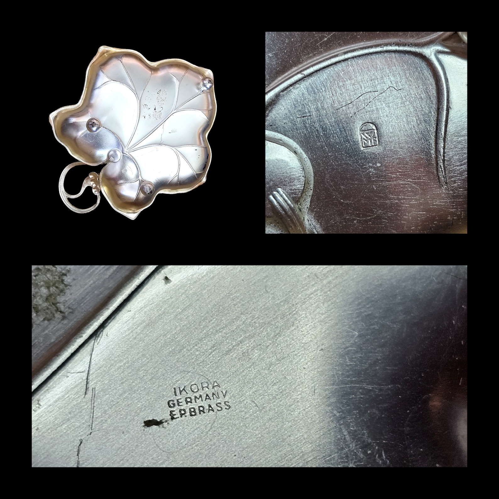 Vintage Grape Leaf Shaped Silverplate Footed Trinket or Candy Dish ...