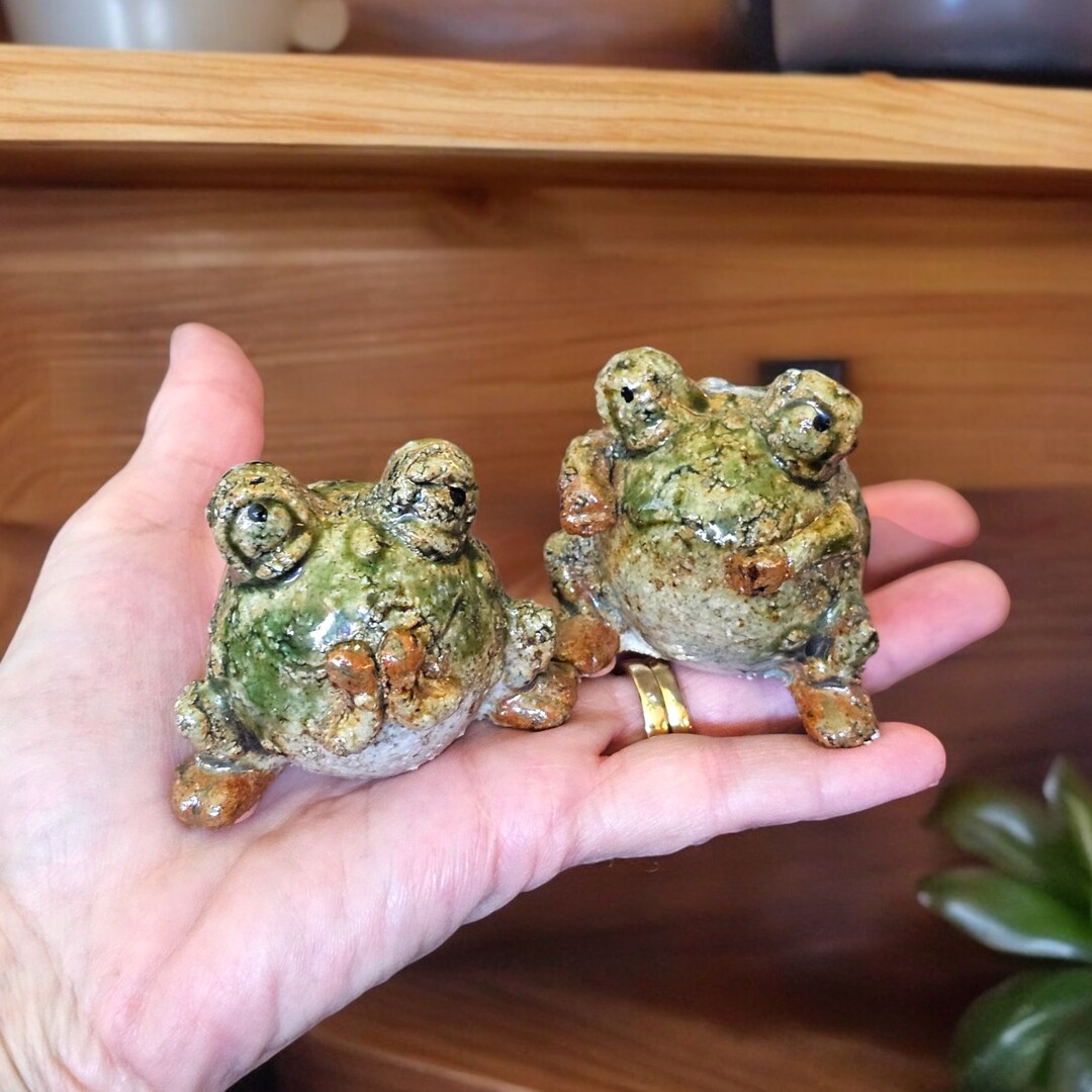 Pair of Studio Pottery Frogs, 2 Cute Quirky Anthropomorphic Frog ...