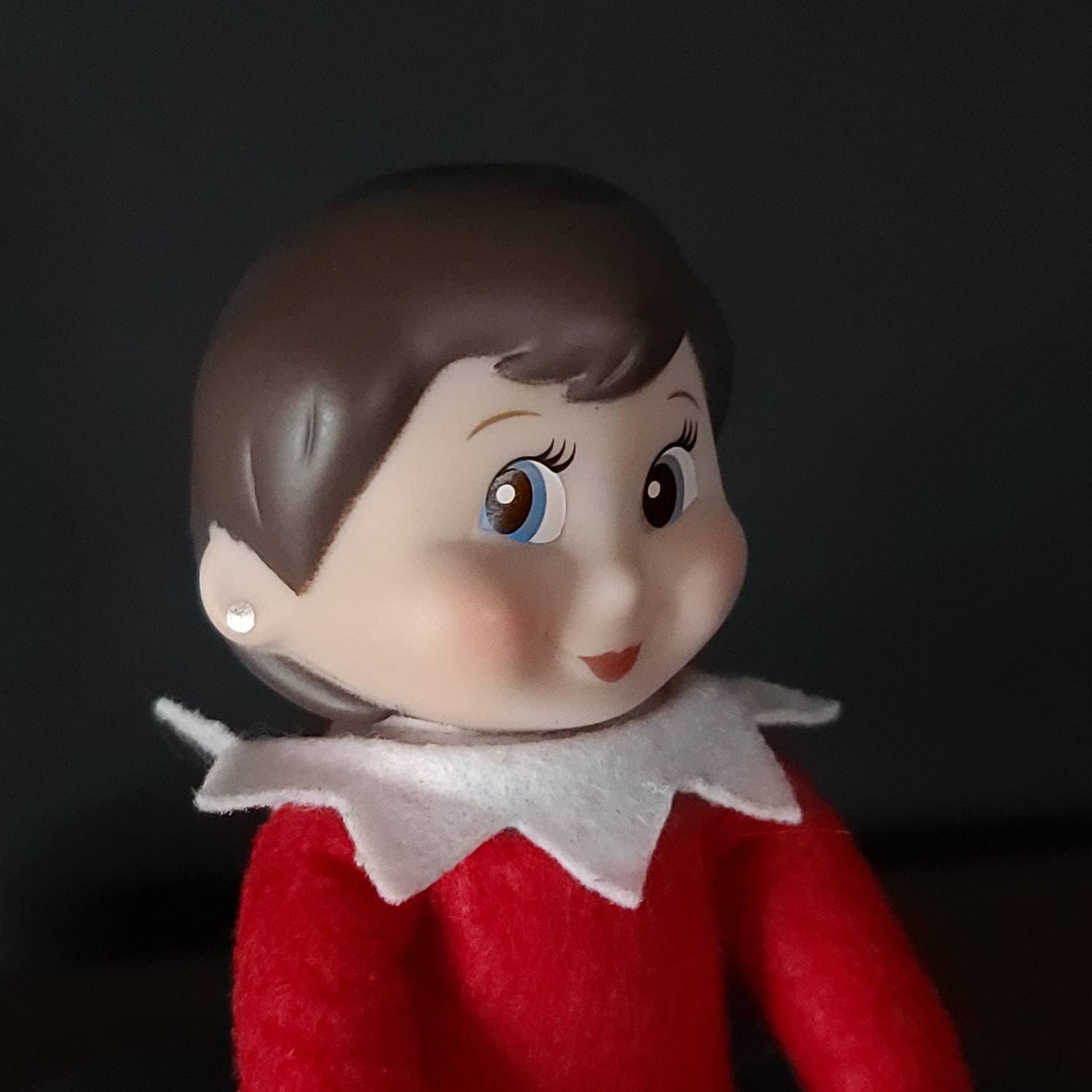 Vintage Blue Eyes Boy Elf Shelf Sitter Bended Knees Posable Christmas ...