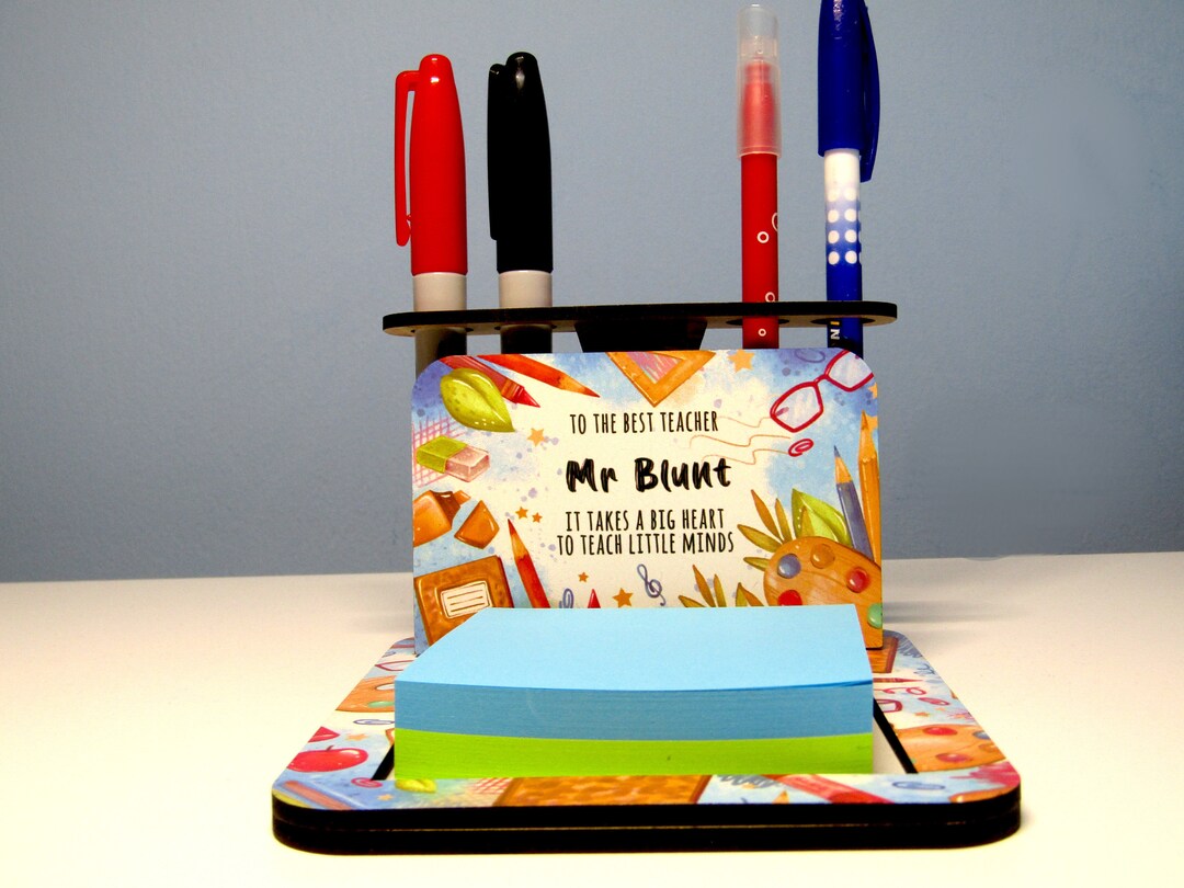 Teacher Desk Organizer: Pen & Post-it Note Holder, End of Term Gift - Etsy