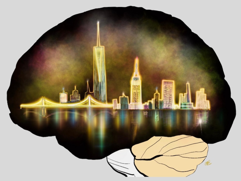 New York City Inside the Mind Print – Conceptual Brain Art, Cityscape ...