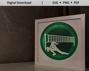 Volleyball Paper Cut Light Box Template - Etsy