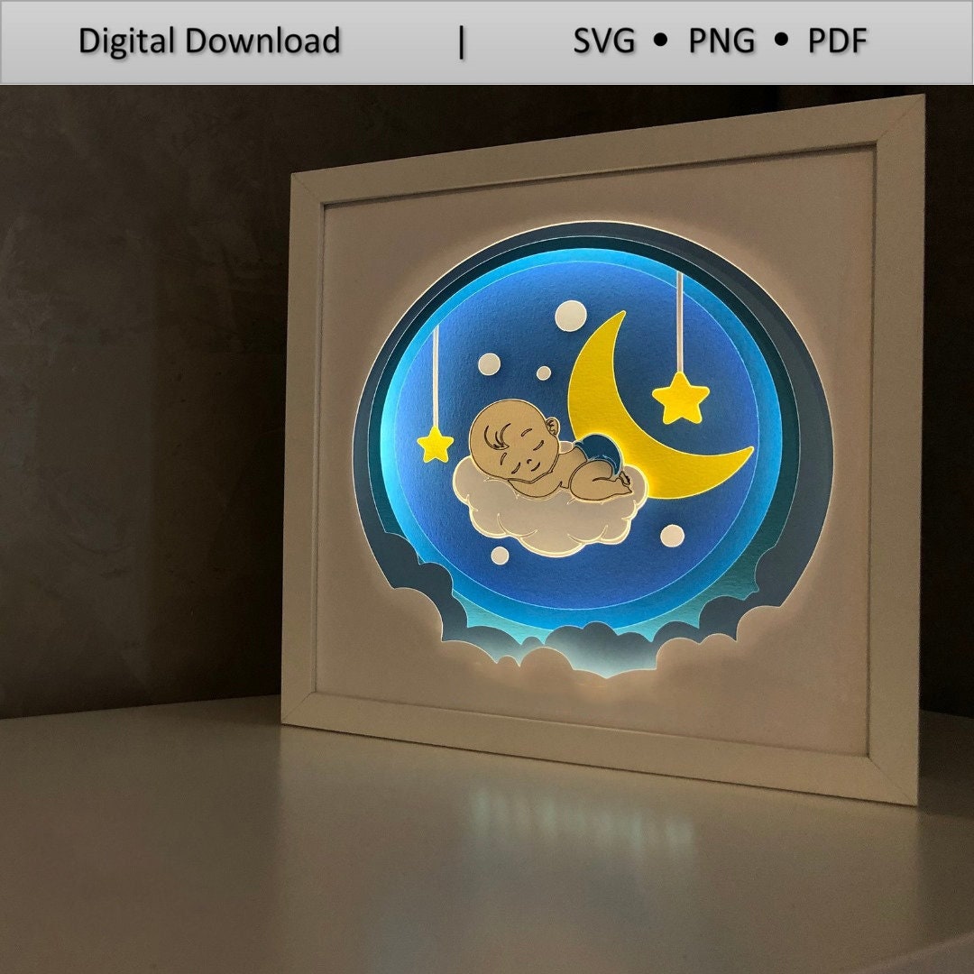 Baby Boy/ New Born Baby, 3D Paper Cut Light Box Template Files,shadow ...