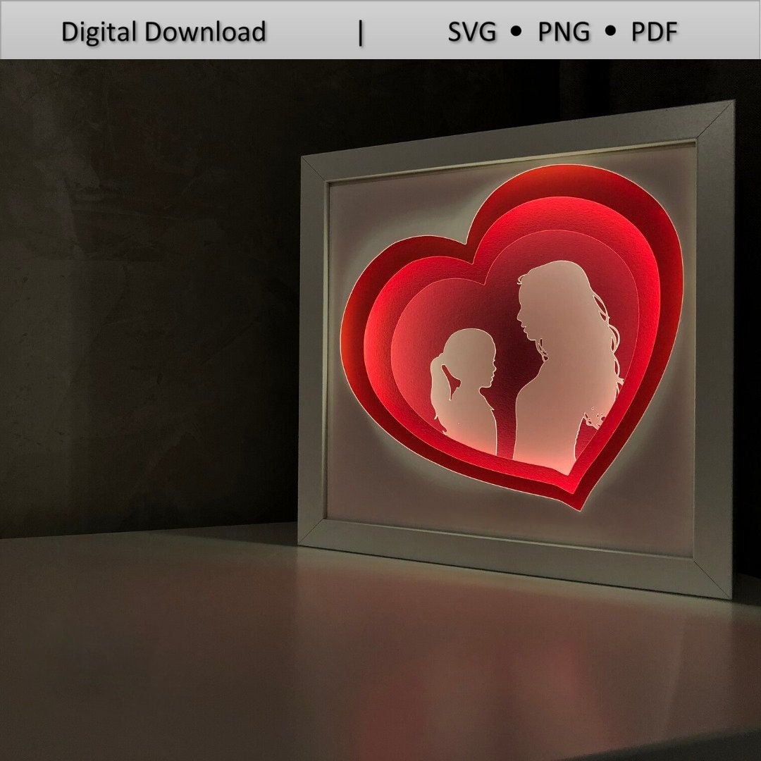 Teacher & Student Heart Light Box Template: 3D Papercut Shadow Box ...