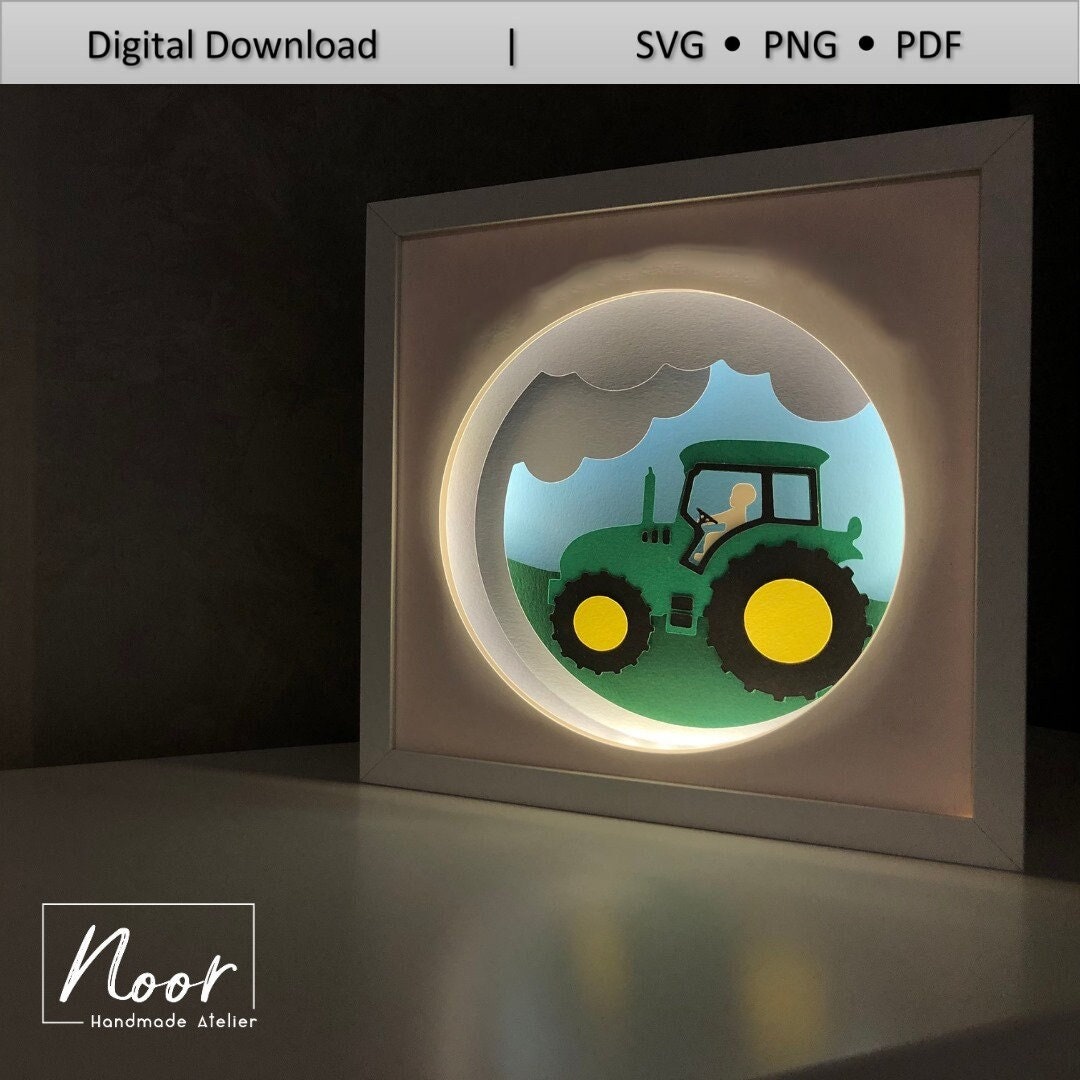 John Deere Tractor / Agriculture 3D Paper Cut Light Box Template Files ...