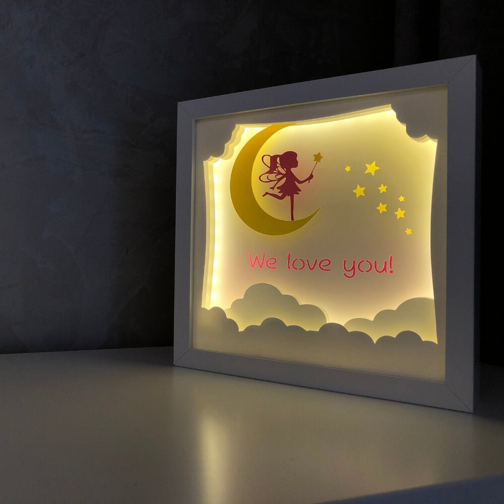 Tinkerbell 3D Paper Cut Light Box Template Files, Shadow Box SVG, 3D ...