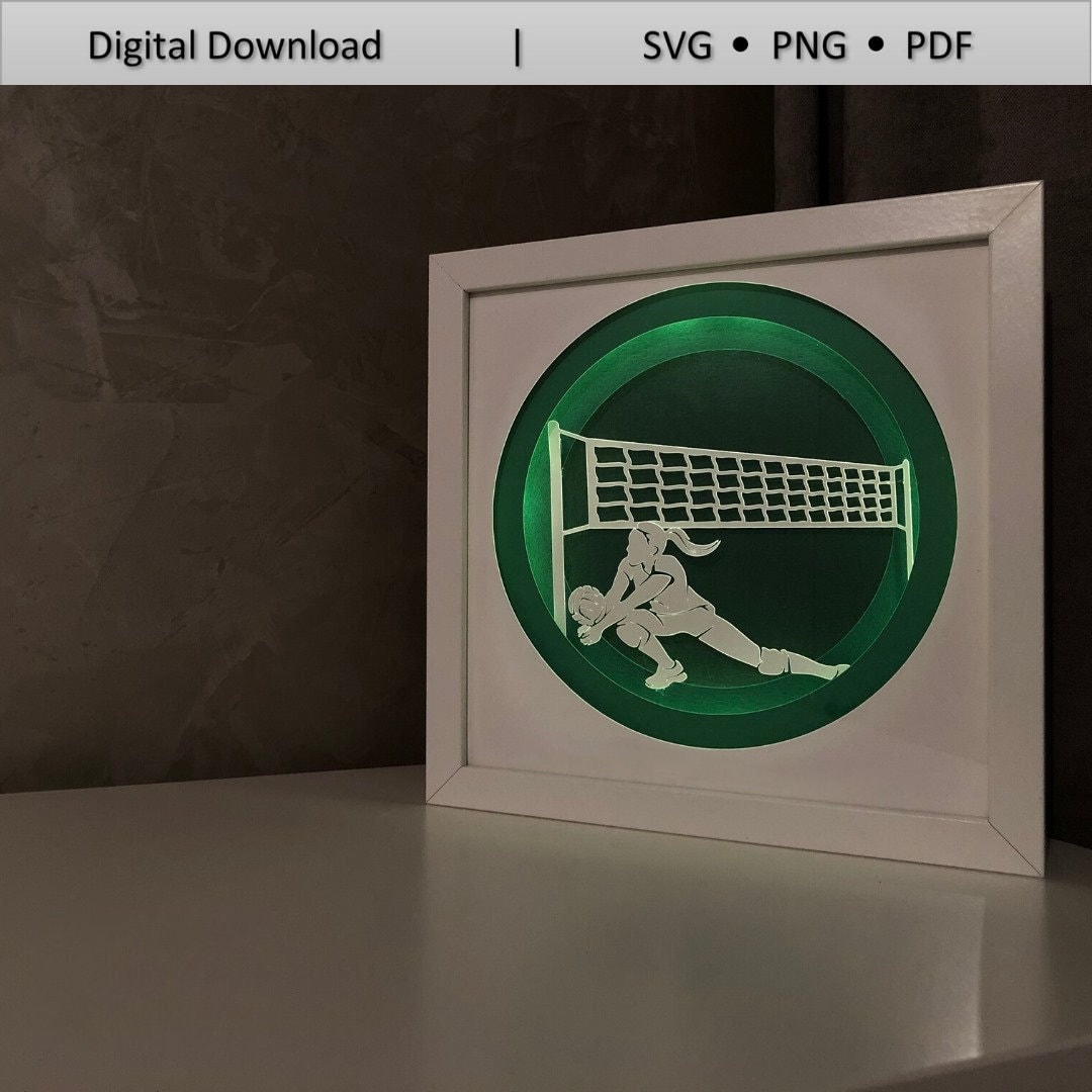 Volley-ball, Volleyball Girl, 3D Paper Cut Light Box Template Files ...