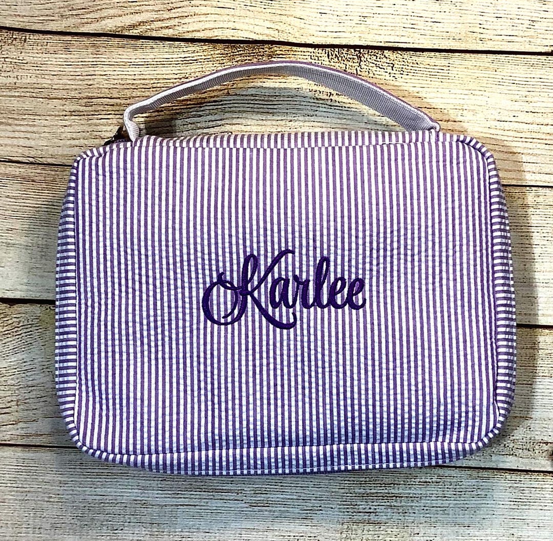 Personalized Seersucker Bible Cover – Purple Bible Case With Name or ...