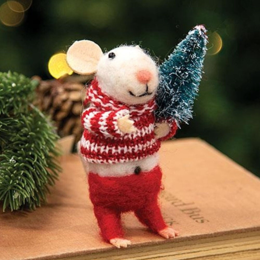 Felted Animals, Felt Mouse, Felt Mouse Ornament, Felted Mouse, Hanging ...