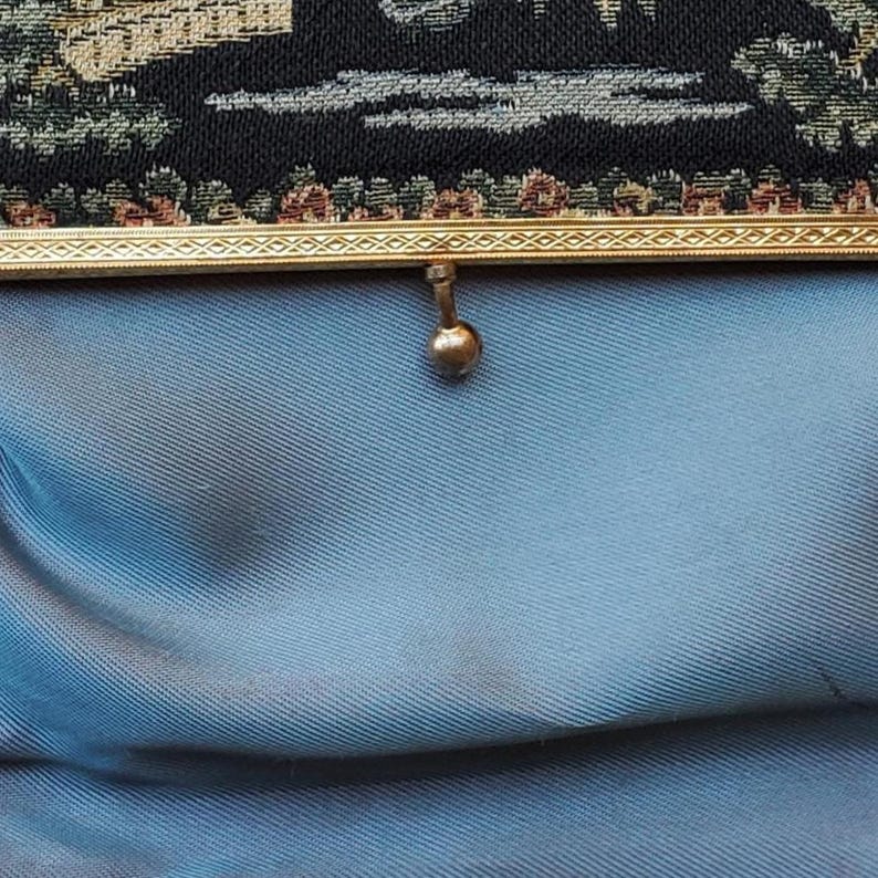 Vintage Tapestry Handbag With Pretty Blue Silk Lining - Etsy Canada