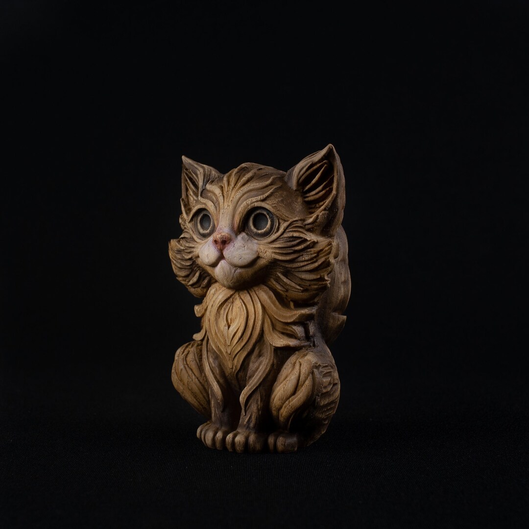 Cat Statue Miniature Cat Wood Cat Statue - Etsy