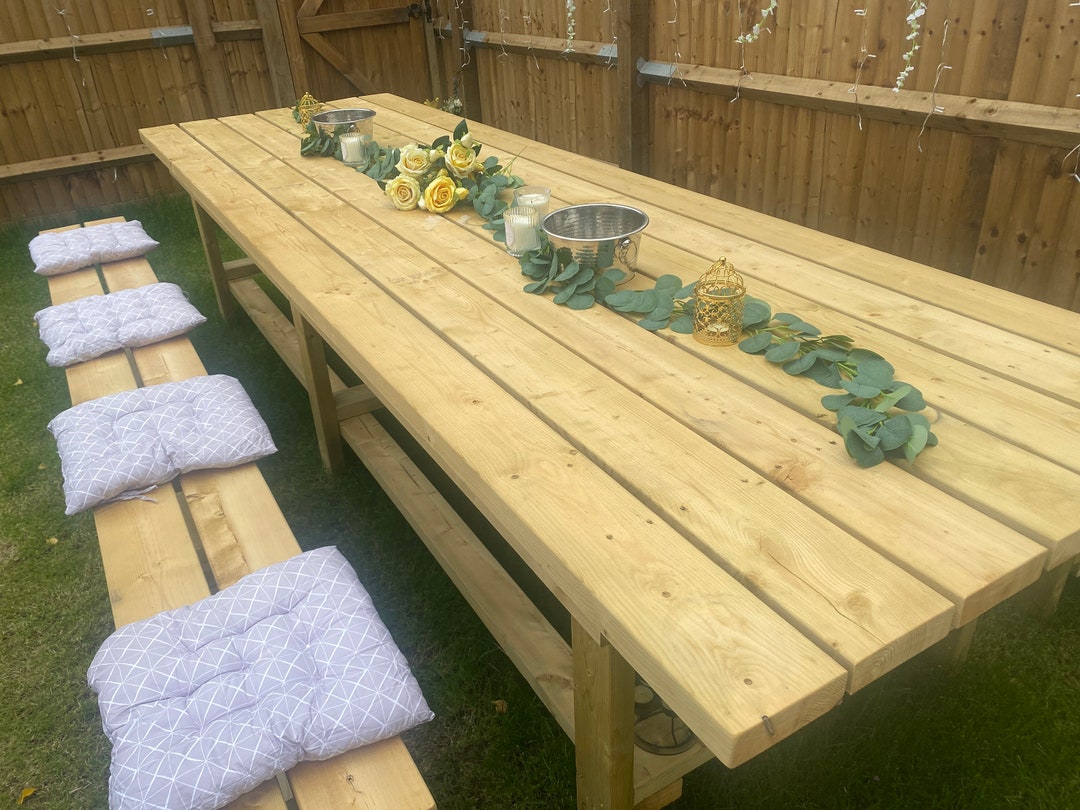 Wooden Garden furniture Large 14 seater Table and benches. - Etsy.de