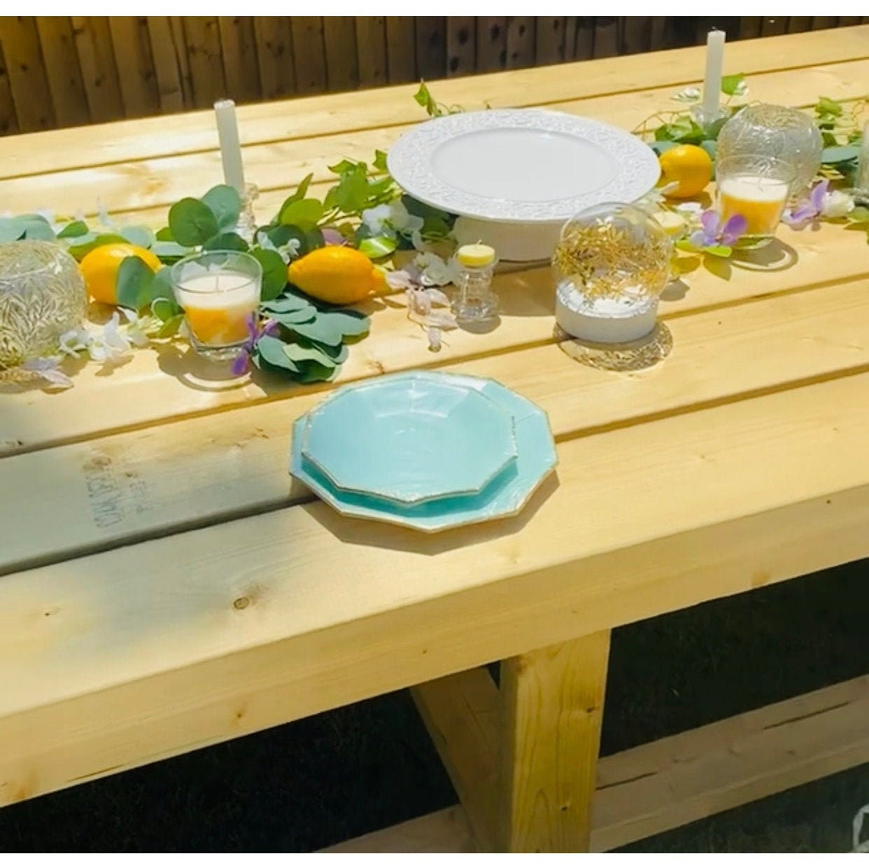 Wooden Garden furniture Large 14 seater Table and benches. | Etsy