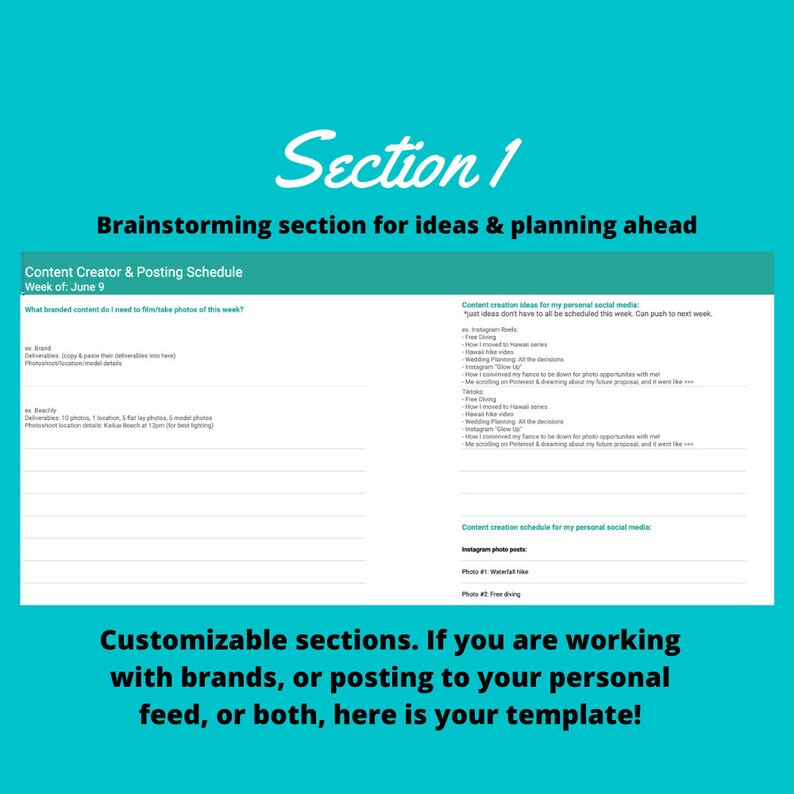 Part-time Social Media Content Planner Template | Content Creator ...