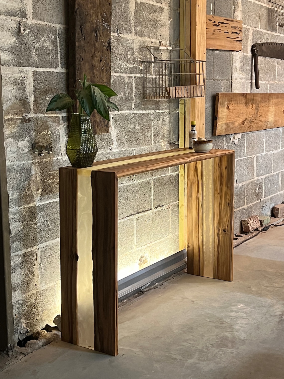 Live Edge & Epoxy Waterfall Console Table - Etsy