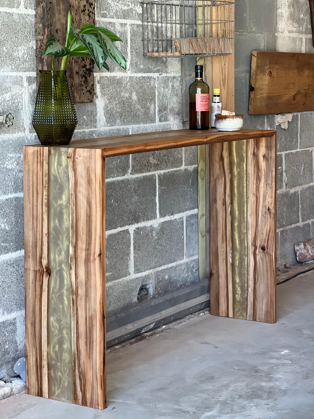 Live Edge & Epoxy Waterfall Console Table - Etsy