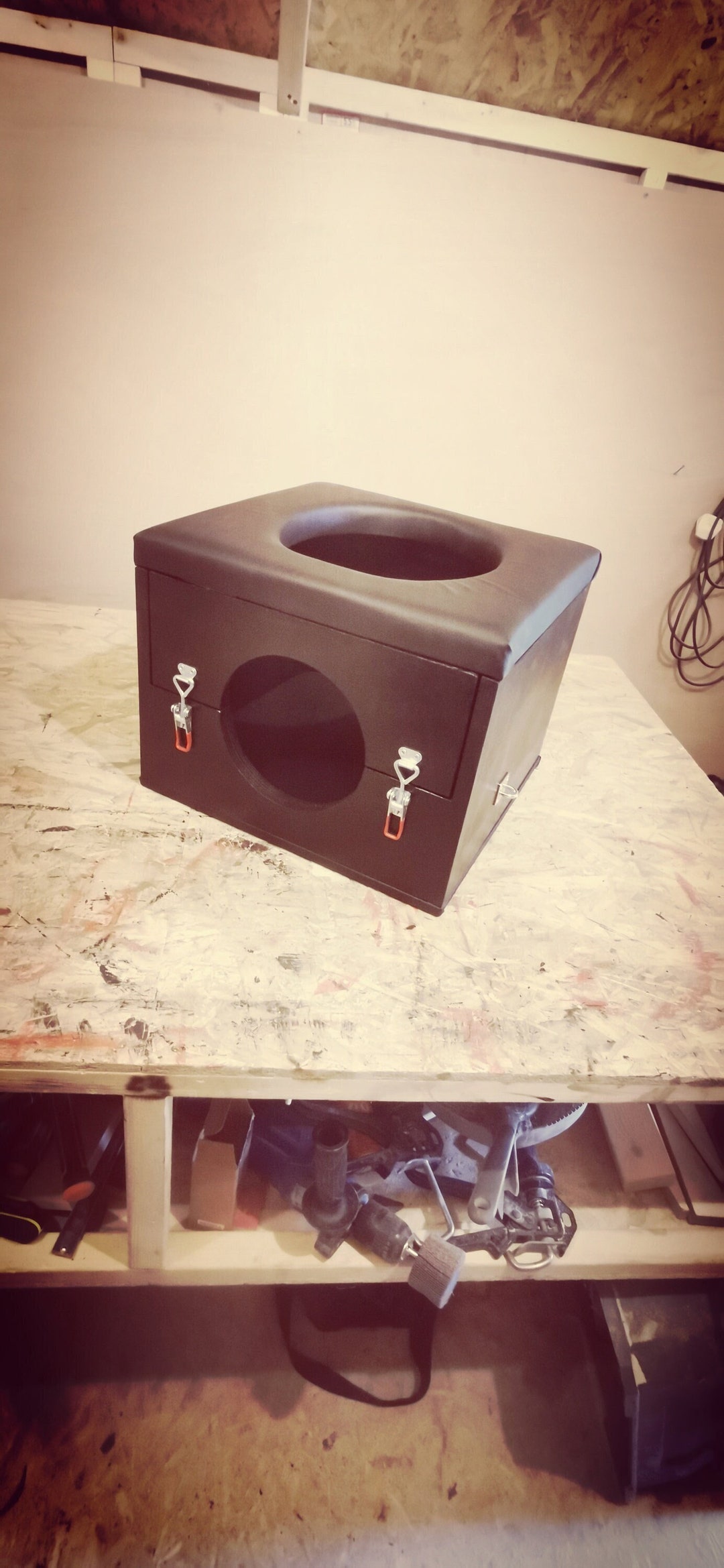 Smother Queening Seat Box Stool Black With Padded Seat Lockable - Etsy