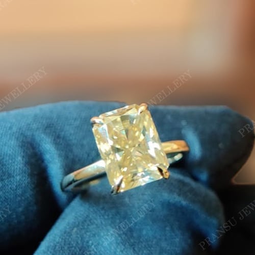 4ct Canary Yellow Moissanite Engagement Ring Yellow Radiant - Etsy