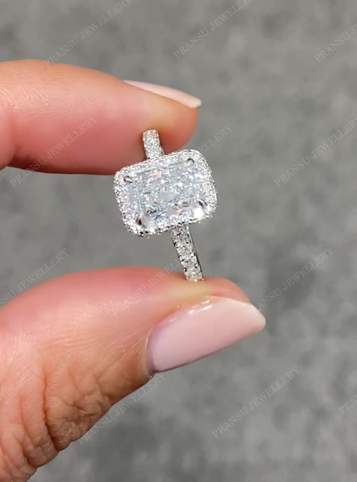 1.5CT Radiant Cut Moissanite Engagement Ring Radiant Halo - Etsy