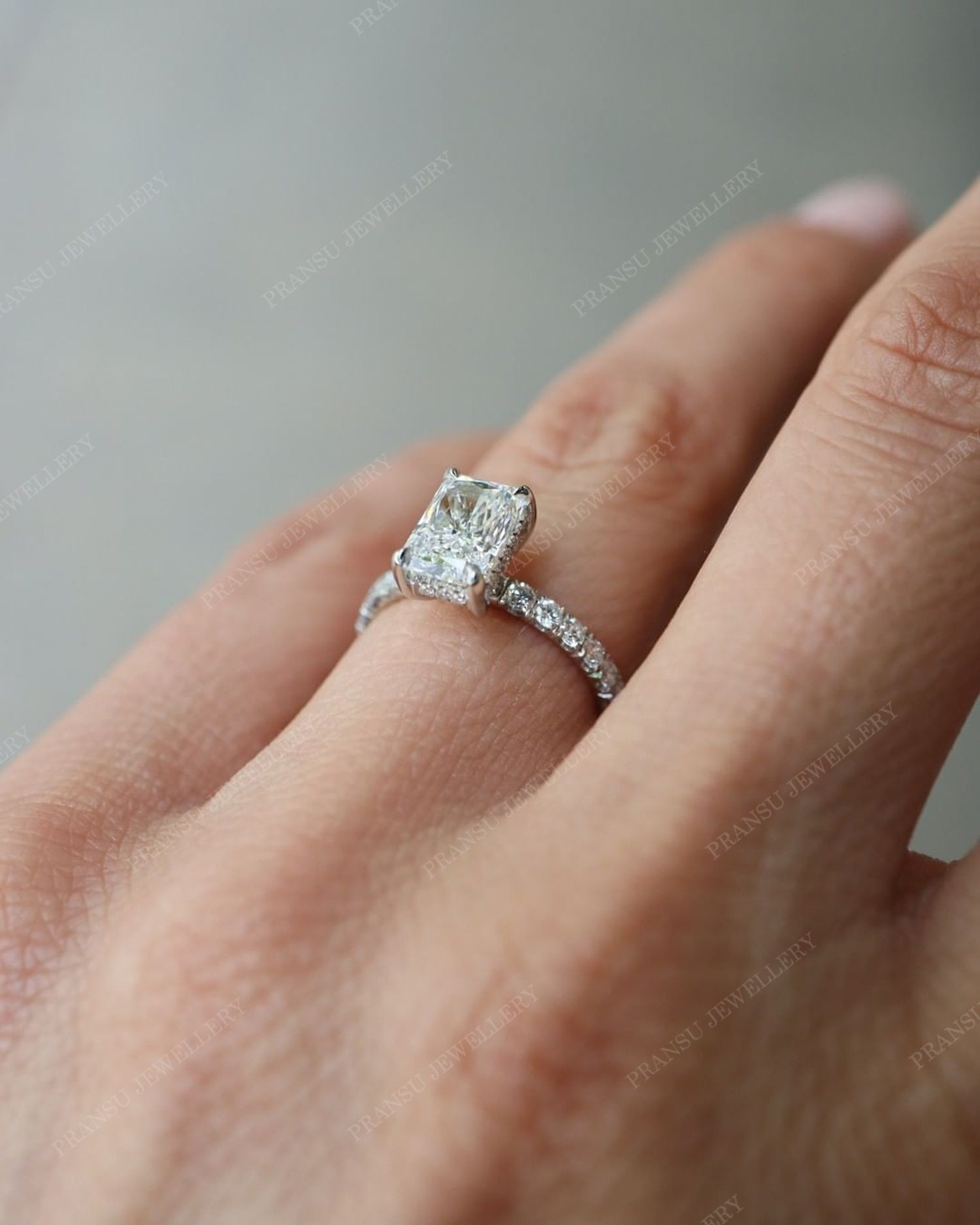 1.5ct Radiant Cut Moissanite Engagement Ring 14k Solid Gold - Etsy