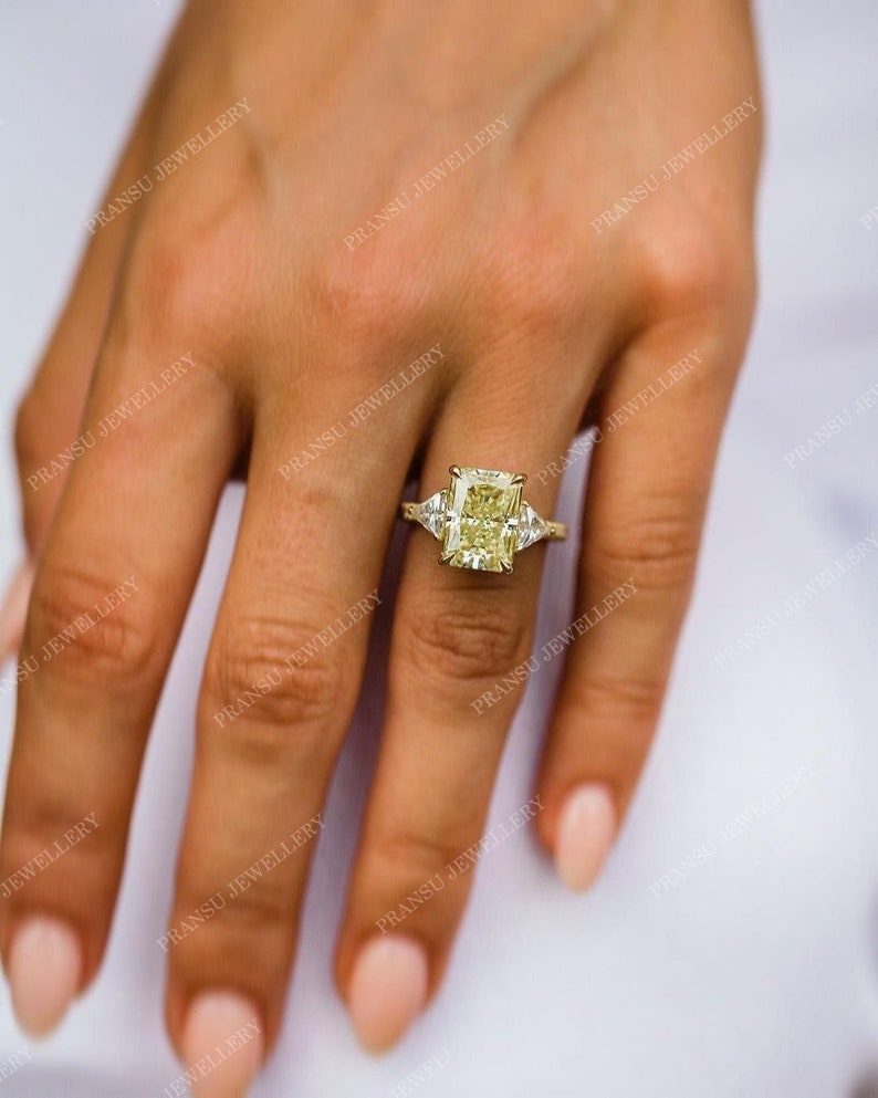 4ct Canary Yellow Moissanite Engagement Ring Yellow Radiant - Etsy