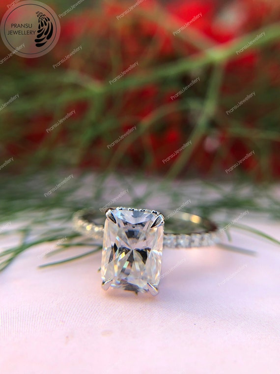 1 5ct Radiant Cut Moissanite Diamond Engagement Ring 14k Solid Etsy