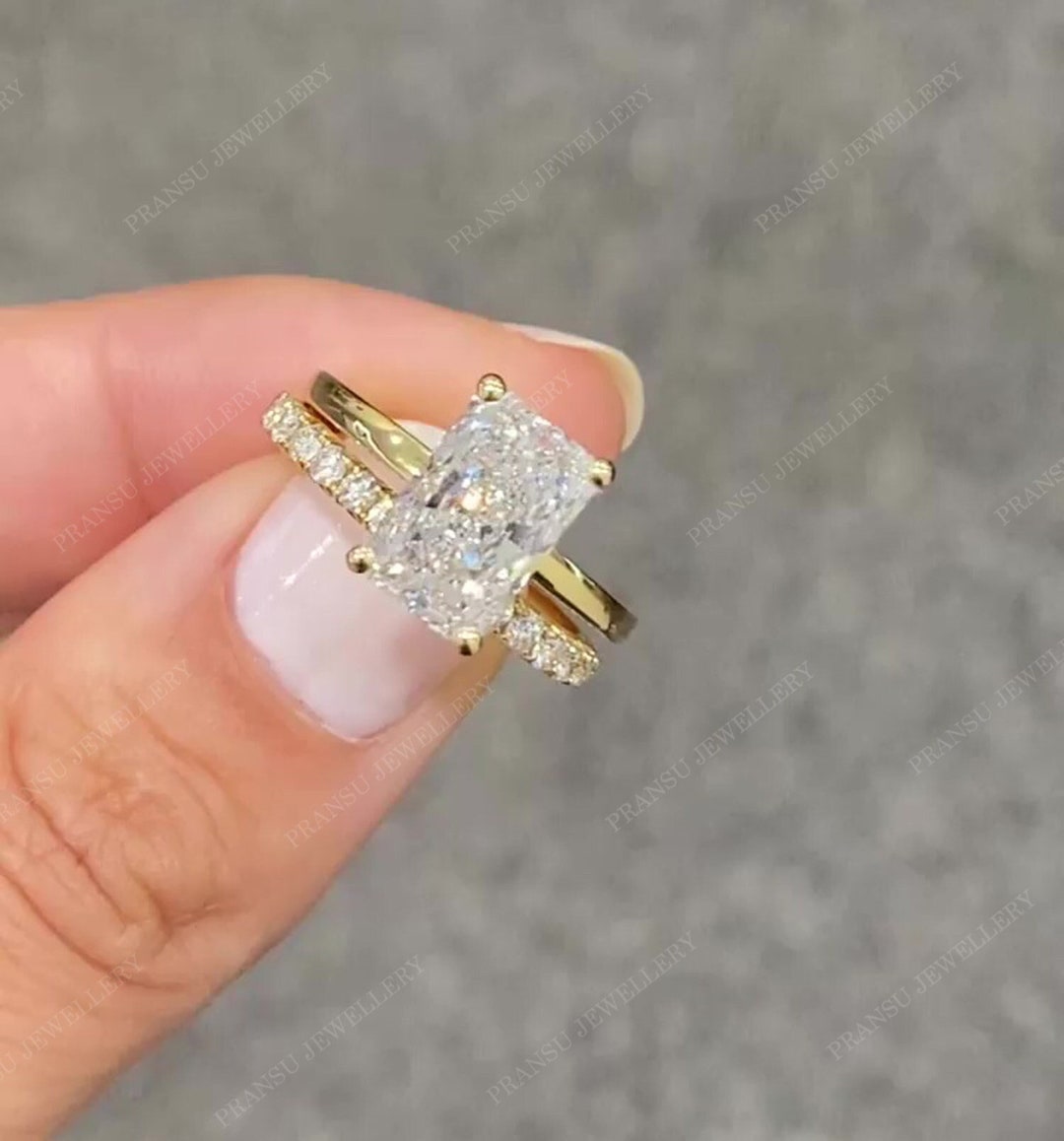 2ct Radiant Cut Moissanite Engagement Ring Radiant Solitaire Wedding ...