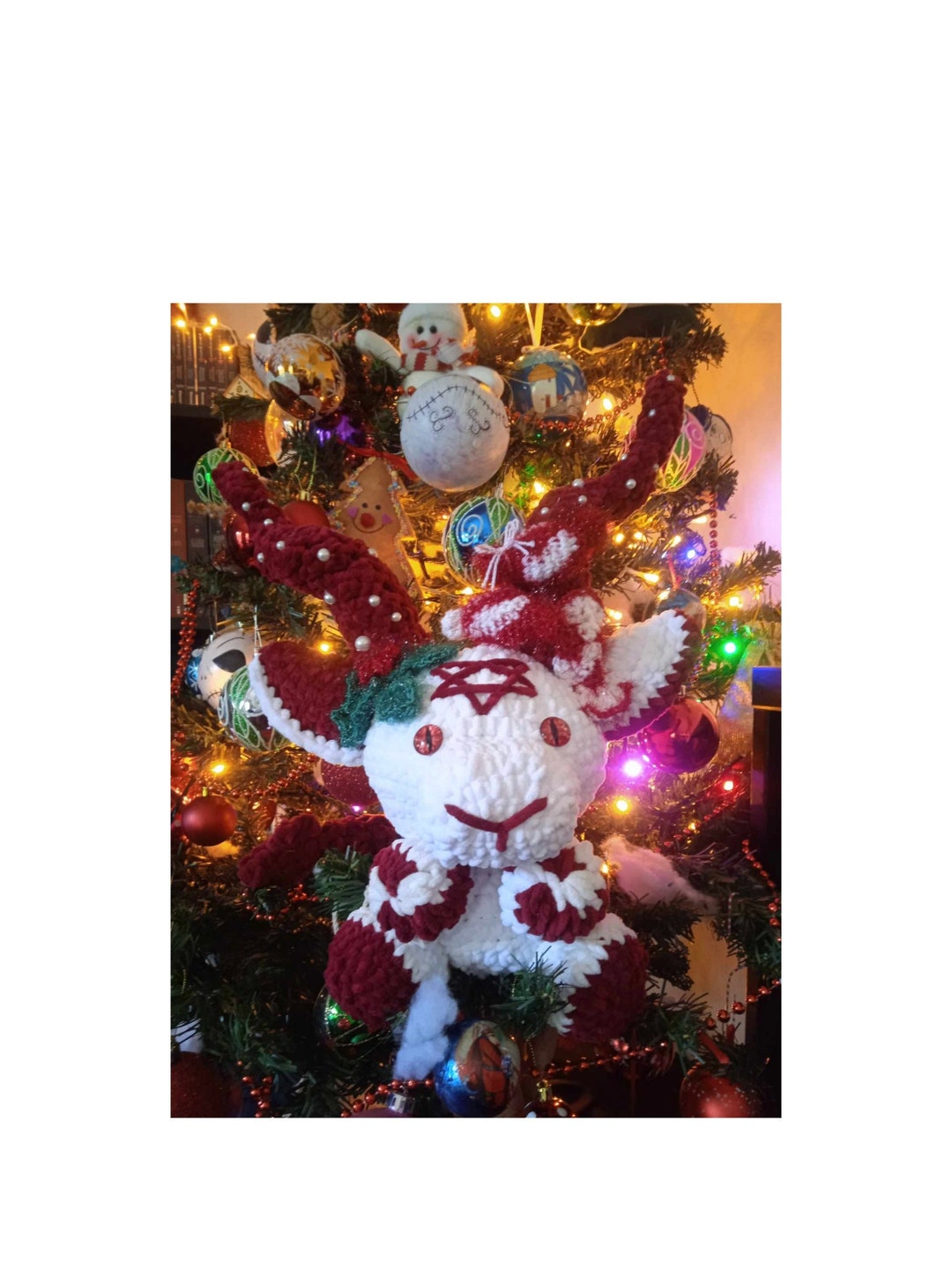 Christmas Baphomet, Plush Baphomet, Occult, Pentagram Handmade Crochet ...