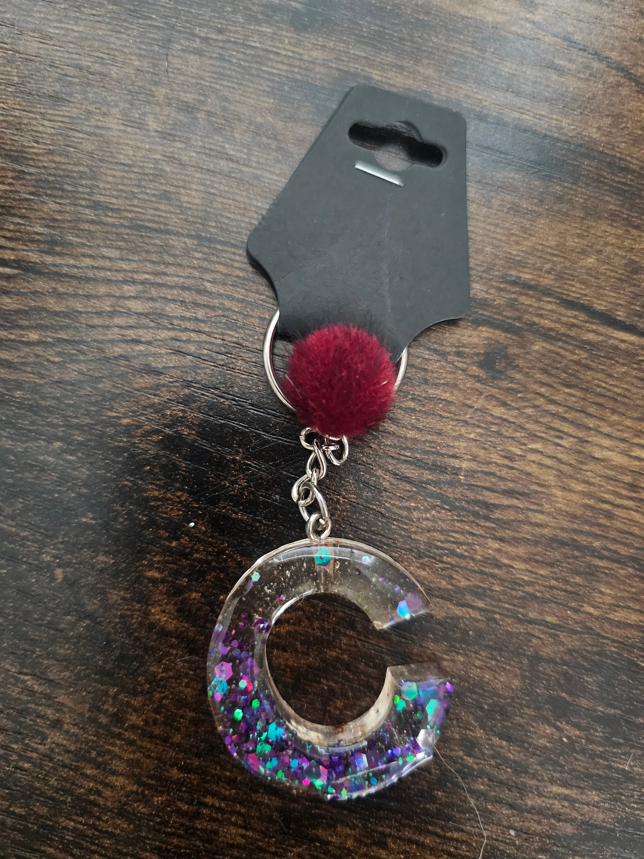 Letter Resin Alphabet Blue Glitter Keychain - Etsy