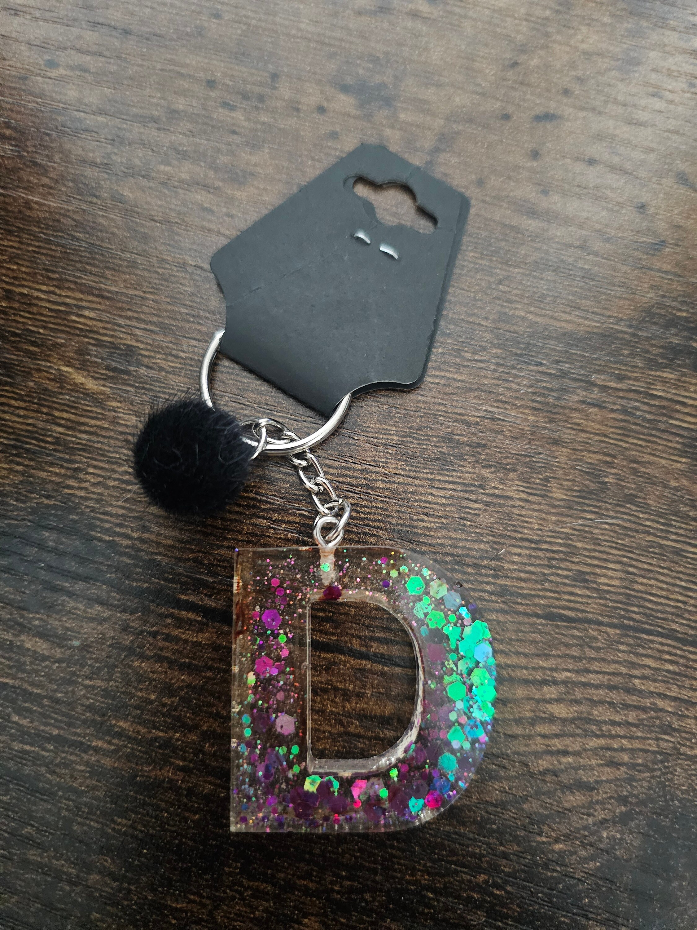 Letter Resin Alphabet Blue Glitter Keychain - Etsy