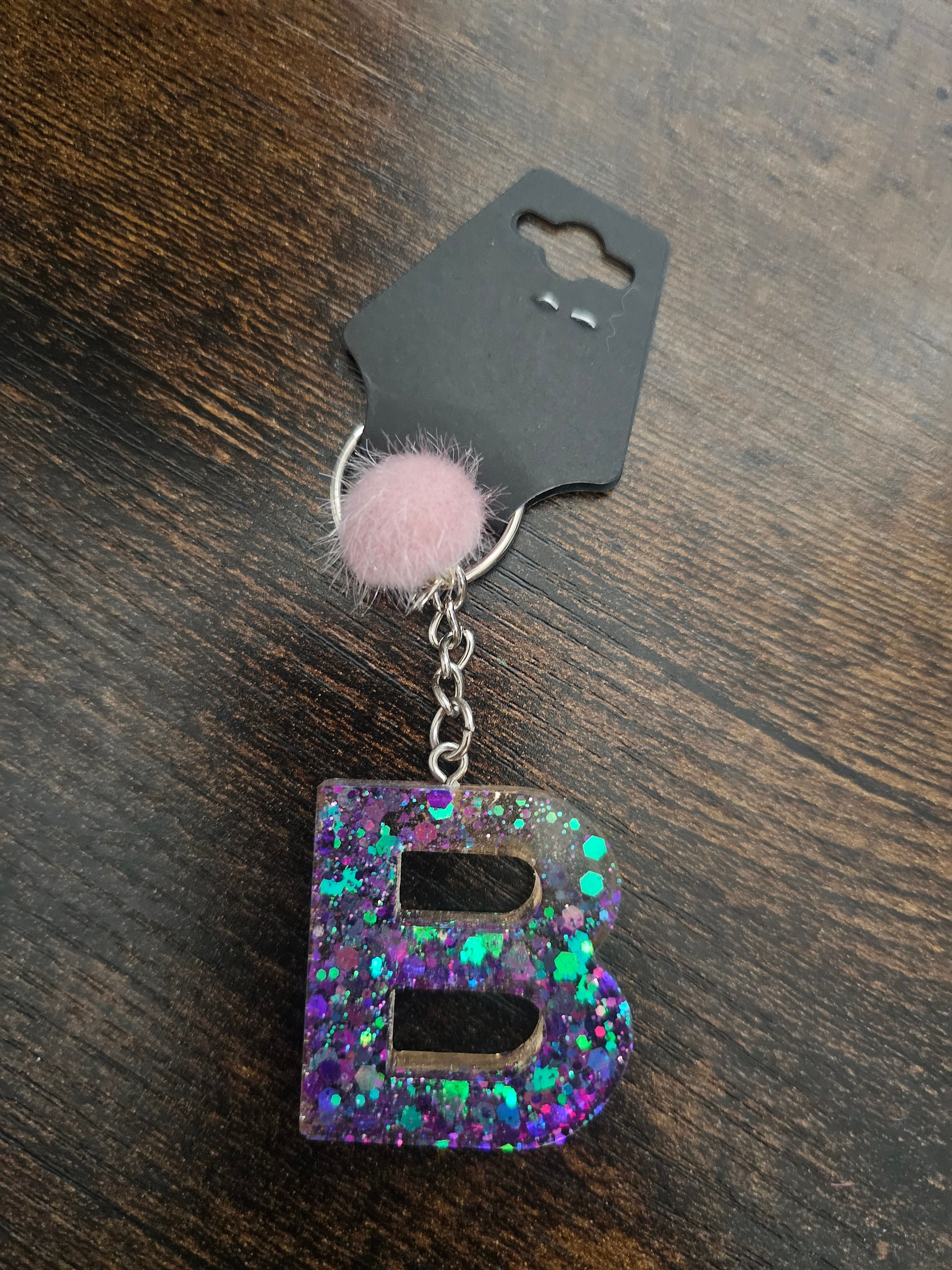 Letter Resin Alphabet Blue Glitter Keychain - Etsy