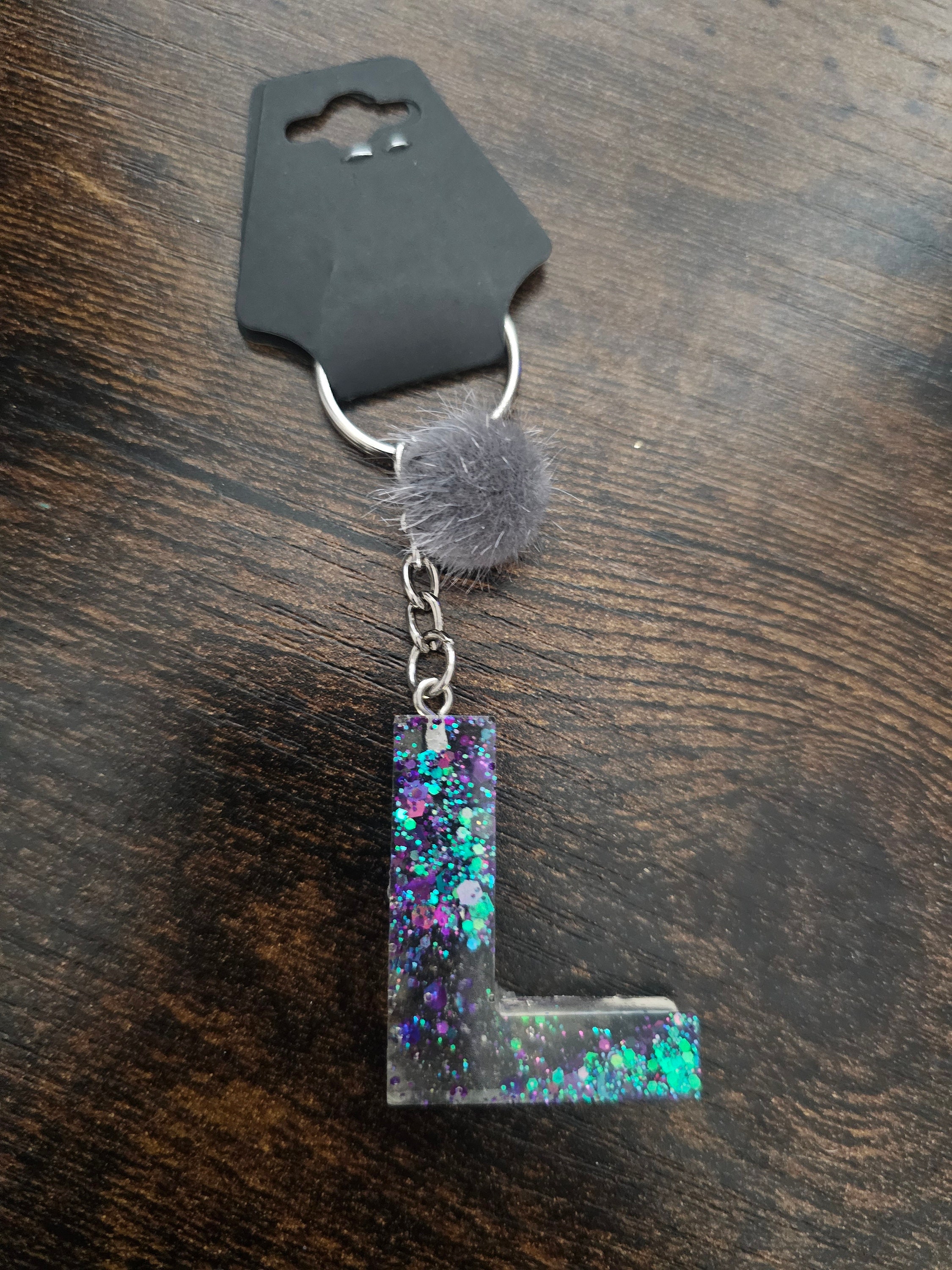 Letter Resin Alphabet Blue Glitter Keychain - Etsy