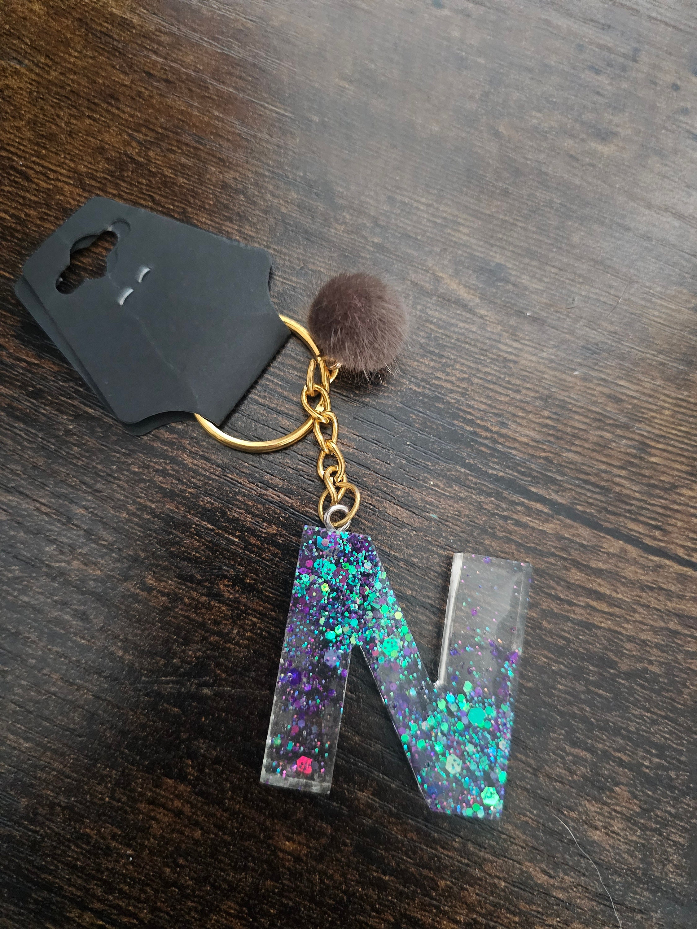 Letter Resin Alphabet Blue Glitter Keychain - Etsy