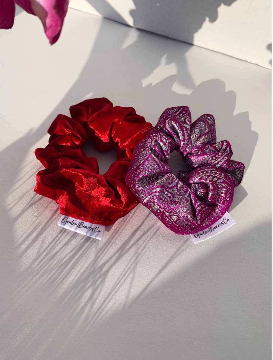 Luxurious Purple & Red Velvet Scrunchie Set | Medium Scrunchie | Hair ...