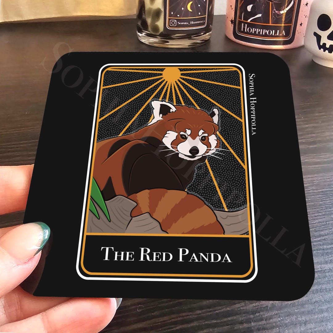Red Panda Portrait Tarot Card Coaster Animal Houseware Gift Red Panda ...