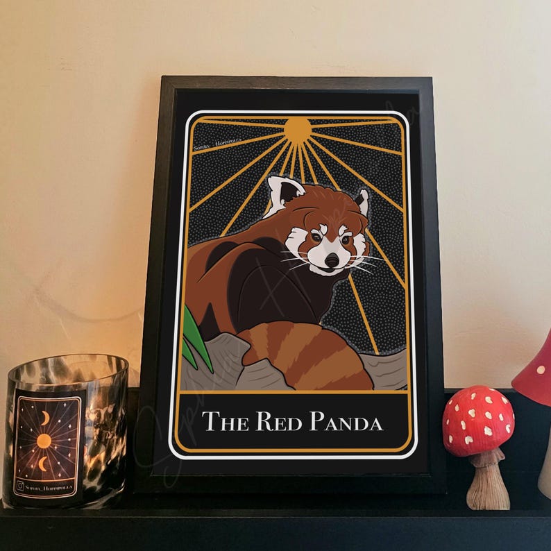 Red Panda Portrait Tarot Card Print Animal Houseware Gift Red Panda ...
