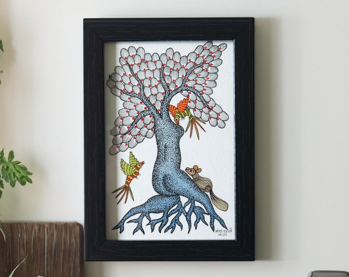 Gond Art,handpainted, Tree Art, Indian Art, Home Decor,,living Room Art ...