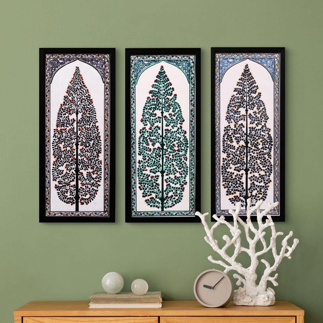 Tree of Life Pattachitra on Tussar Silk Framed - Etsy