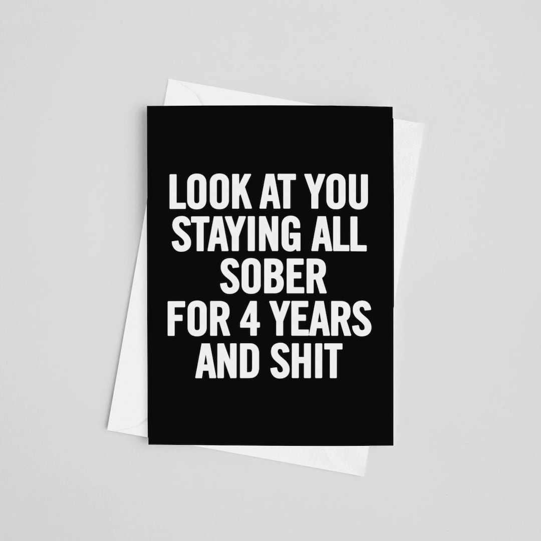 4 Years Sober Card, Four Years Sober Gift, 4 Years Sober Anniversary ...