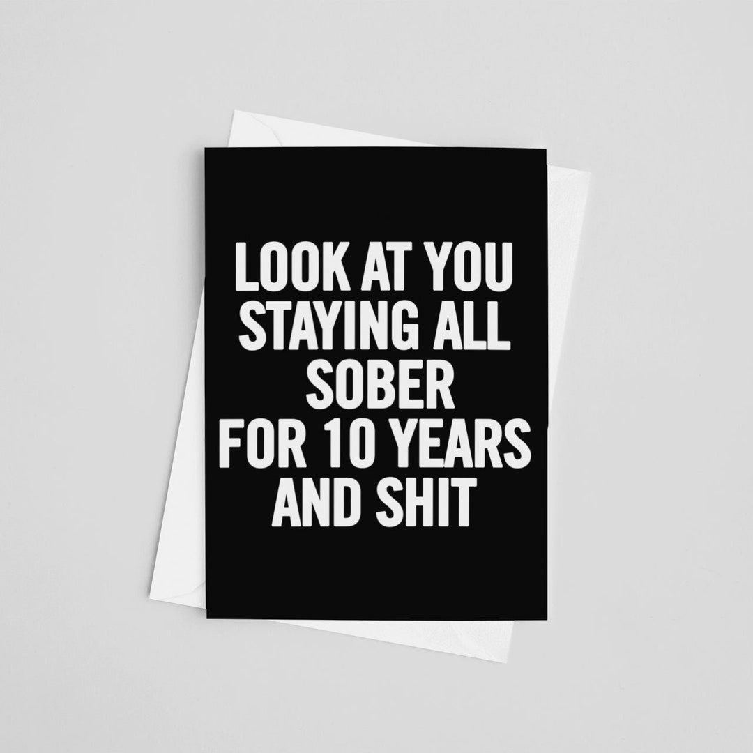 10 Years Sober Card, Ten Years Sober Gift, 10 Years Sober Anniversary ...