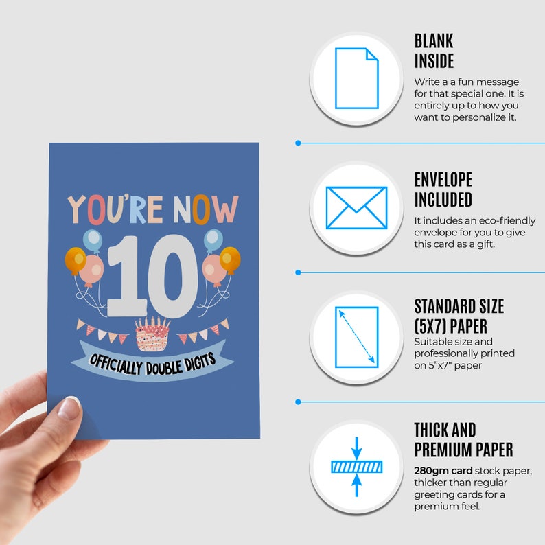 Funny 10th Birthday Card, 10th Birthday Card, 10th Birthday Card for ...